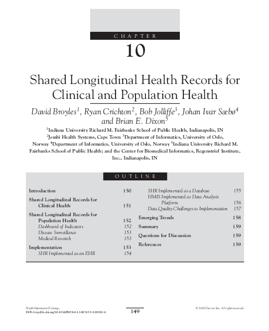 (PDF) Shared longitudinal health records for clinical and population health