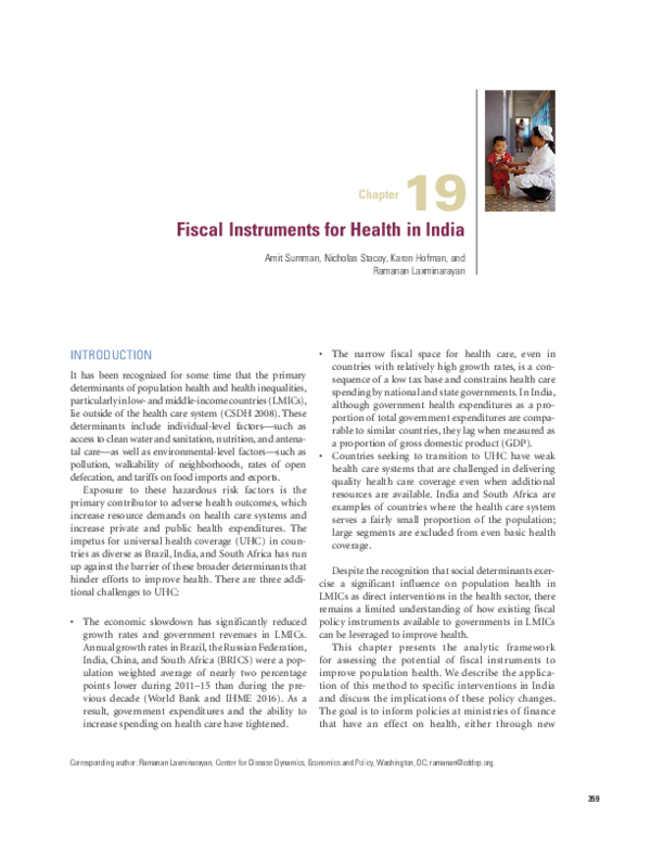 (PDF) Fiscal Instruments for Health in India