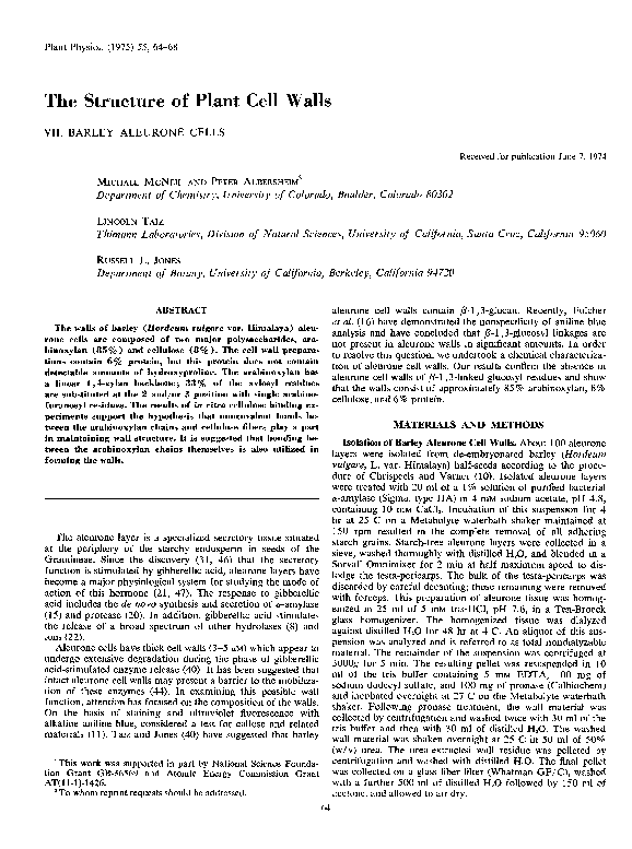 (PDF) The Structure of Plant Cell Walls