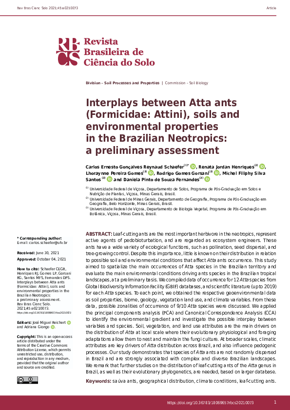 (PDF) Interplays between Atta ants (Formicidae: Attini), soils and ...