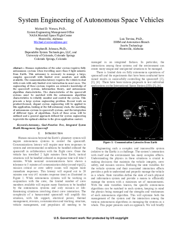 (PDF) System engineering of autonomous space vehicles