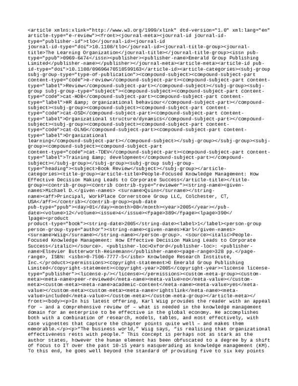 People‐Focused Knowledge Management: How Effective Decision Making ...