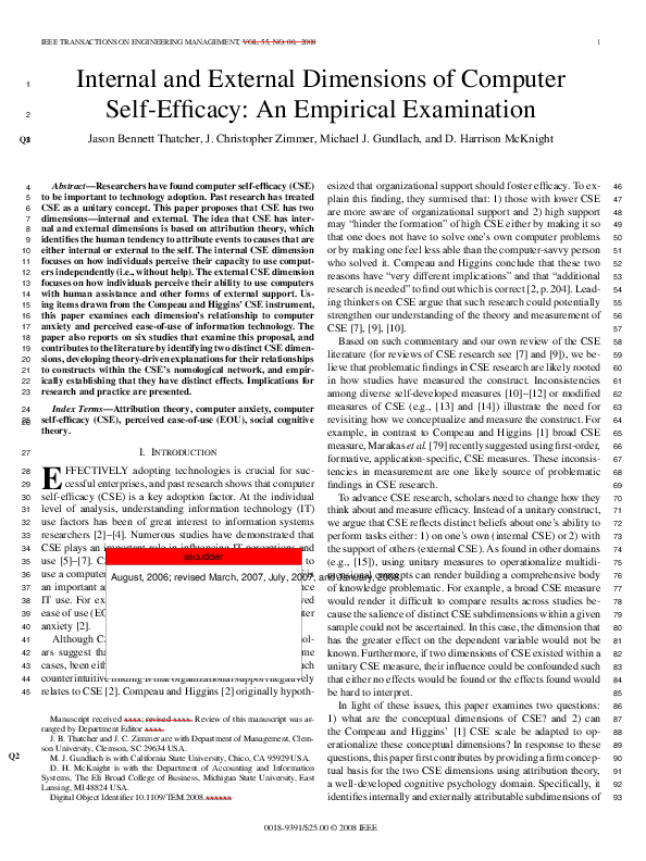 (PDF) Internal and External Dimensions of Computer Self-Efficacy: An ...
