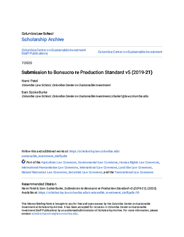 (PDF) Submission to Bonsucro re Production Standard V5 (2019-21)