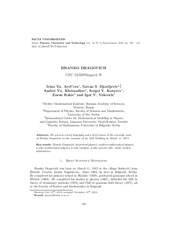 (PDF) Branko Dragovich