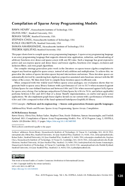 (PDF) Compilation of sparse array programming models