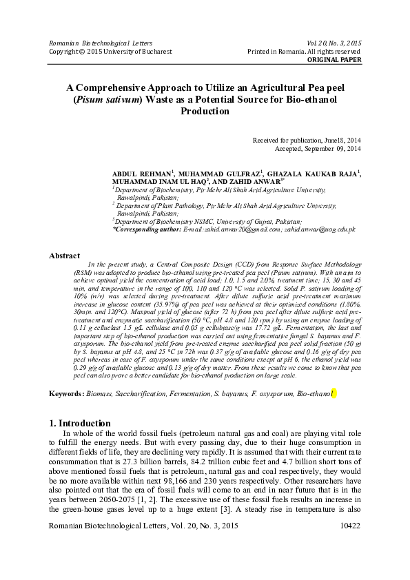 (PDF) A comprehensive approach to utilize an agricultural pea peel ...