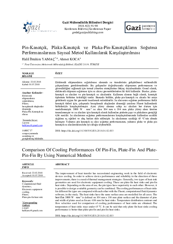 (PDF) Comparison of Cooling Performances of Pin-Fin, Plate-Fin and ...