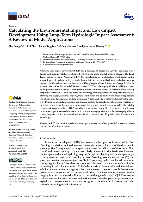 (PDF) Calculating the Environmental Impacts of Low-Impact Development Using Long-Term Hydrologic ...