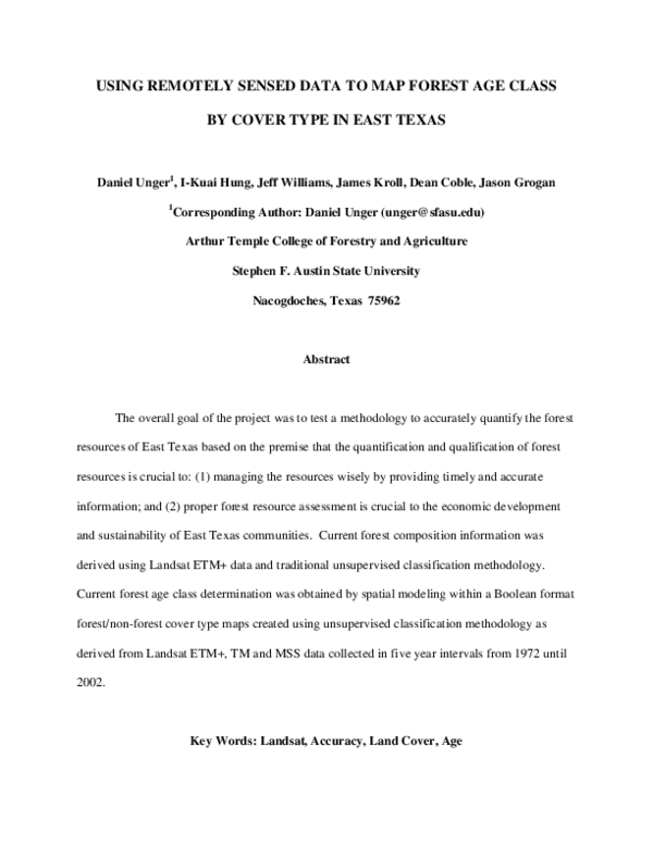(PDF) Remotely Sensed Data to Map Forest Age Class by Cover Type in ...