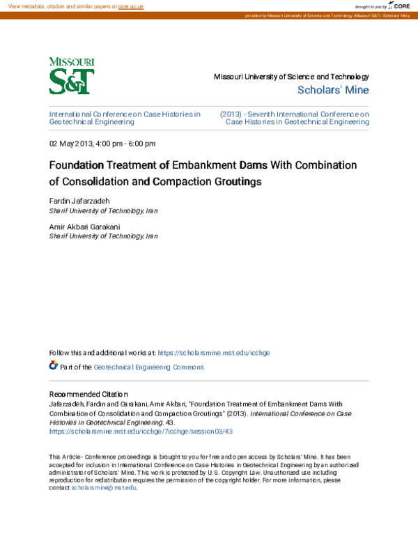 (PDF) Foundation Treatment of Embankment Dams with Combination of ...