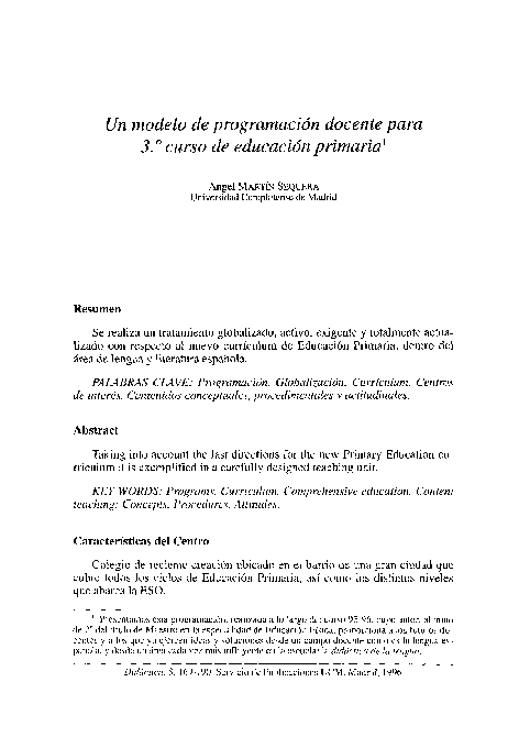 (PDF) Un modelo de programación docente para 3º curso de educación ...
