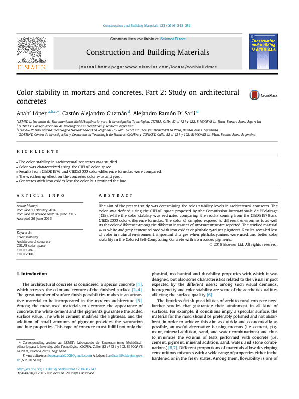 (PDF) Color stability in mortars and concretes. Part 2: Study on ...