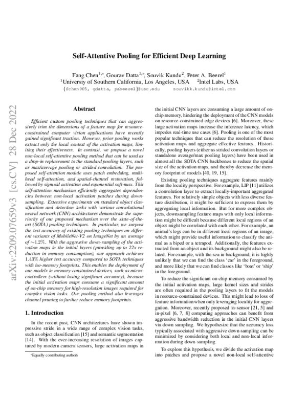 Pdf Self Attentive Pooling For Efficient Deep Learning Gourav Datta