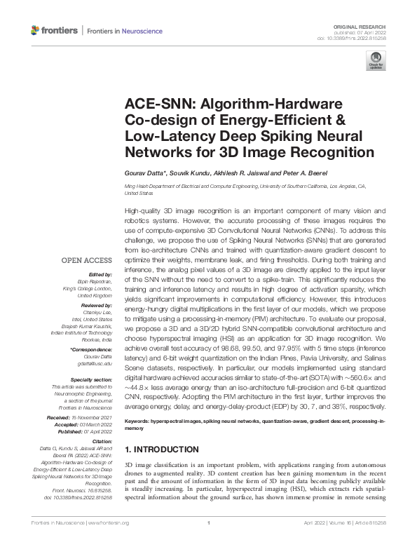Pdf Ace Snn Algorithm Hardware Co Design Of Energy Efficient And Low Latency Deep Spiking