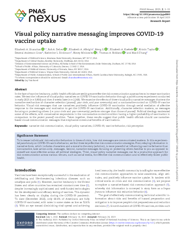 (PDF) Visual policy narrative messaging improves COVID-19 vaccine uptake