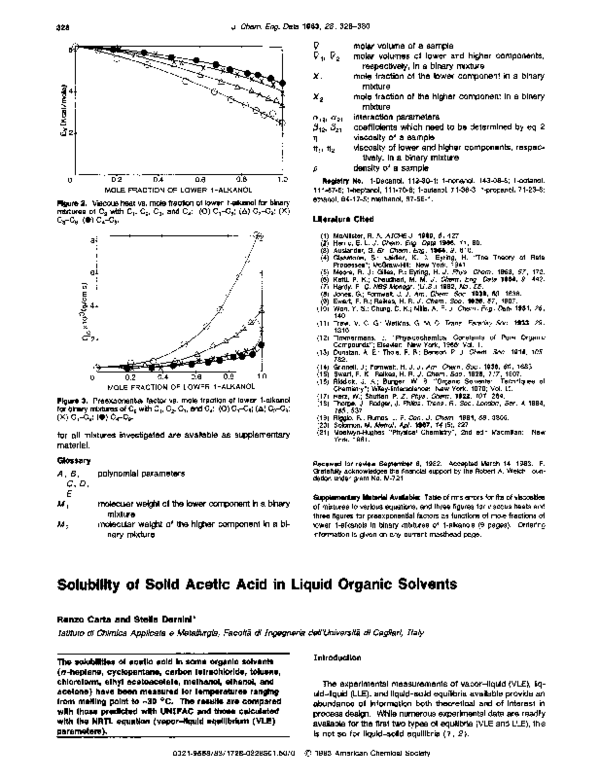 (PDF) Solubility of solid acetic acid in liquid organic solvents