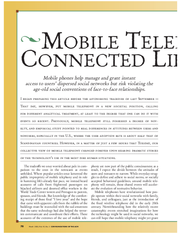 (PDF) Mobile Telep Connected Lif