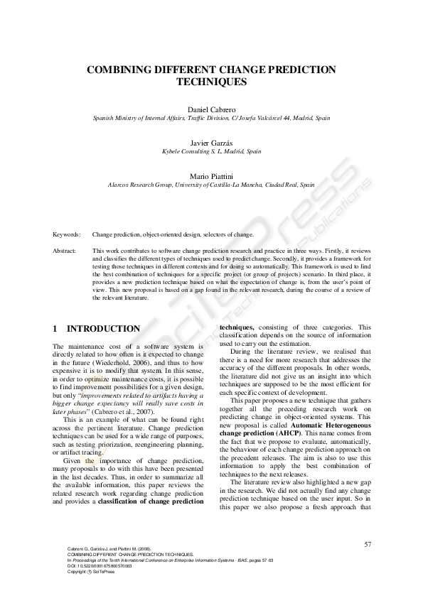 (PDF) Combining Different Change Prediction Techniques