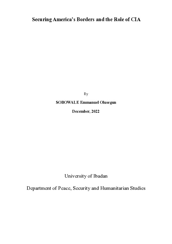(PDF) Securing America's Borders and the Role of CIA