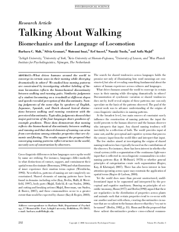(PDF) Talking About Walking