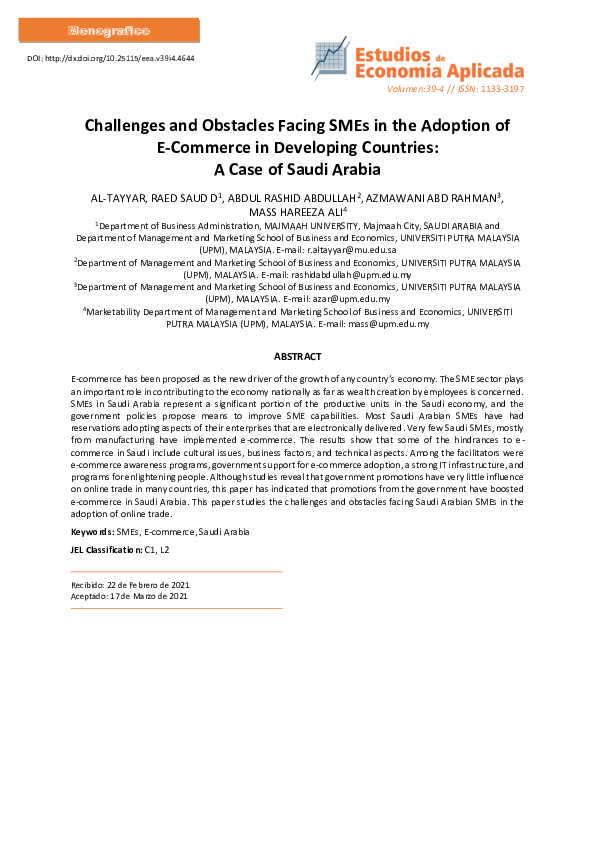 (PDF) Challenges and obstacles facing SMEs in the adoption of e-commerce in developing countries ...