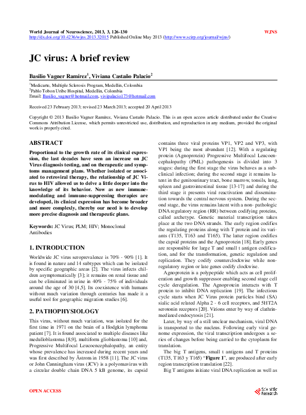 (PDF) JC virus: A brief review