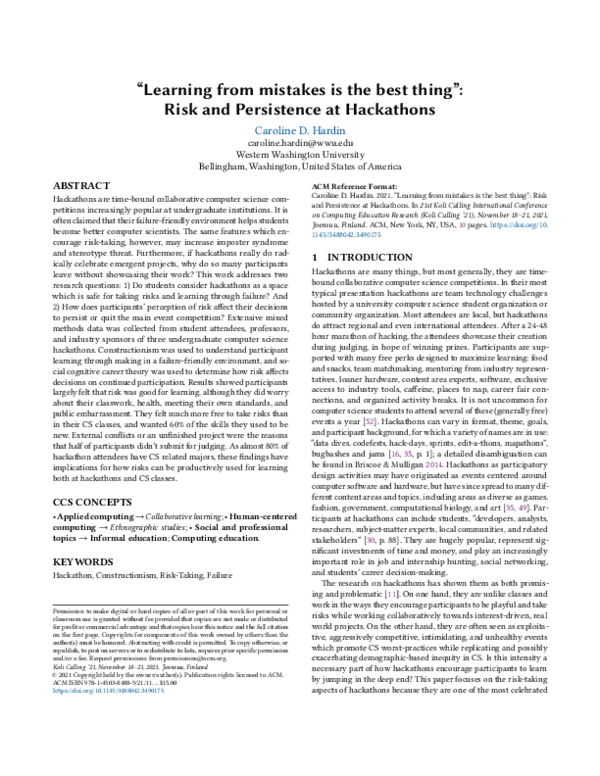 (PDF) “Learning from mistakes is the best thing”: Risk and Persistence ...