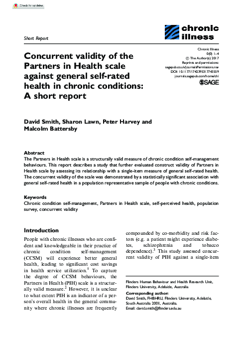 (PDF) Concurrent validity of the Partners in Health scale against ...
