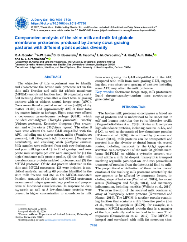 (PDF) Comparative analysis of the skim milk and milk fat globule ...