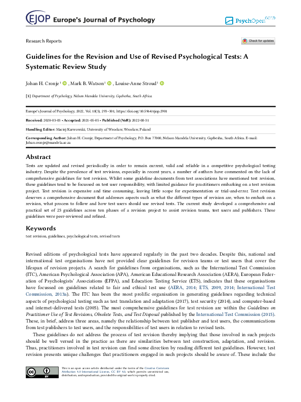 (PDF) Guidelines for the revision and use of revised psychological ...