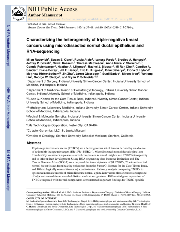 (PDF) Characterizing the heterogeneity of triple-negative breast ...