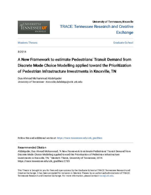 (PDF) A New Framework to estimate Pedestrians' Transit Demand from ...