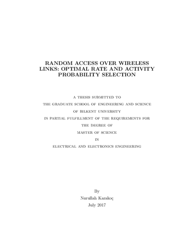 (PDF) Random Access over Wireless Links: Optimal Rate and Activity Probability Selection