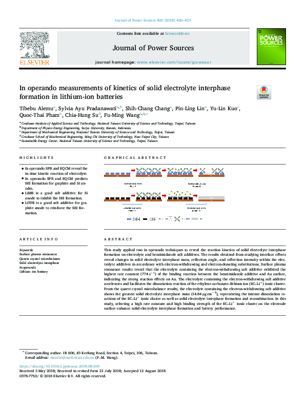 (PDF) In operando measurements of kinetics of solid electrolyte interphase formation in lithium ...
