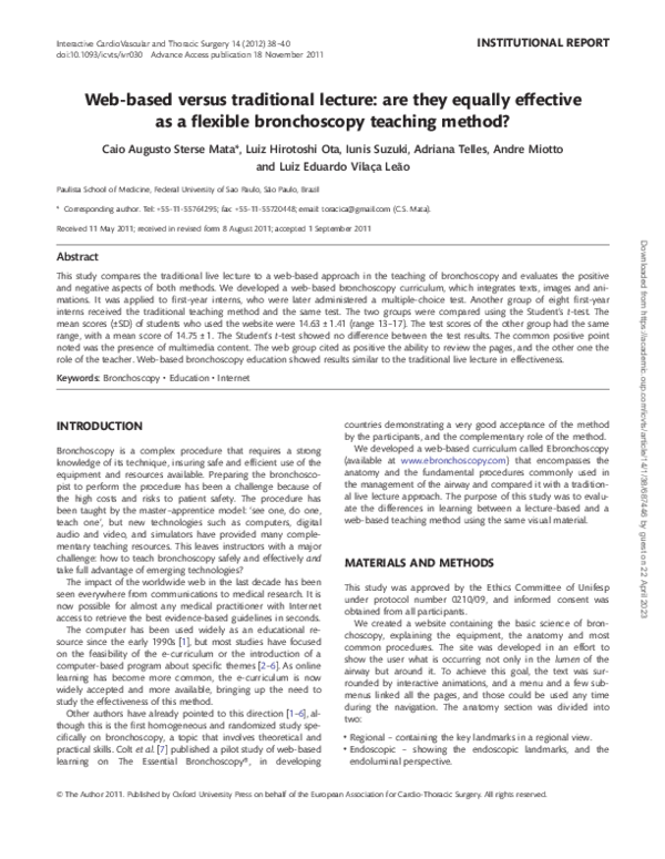 (PDF) Web-based versus traditional lecture: are they equally effective as a flexible ...