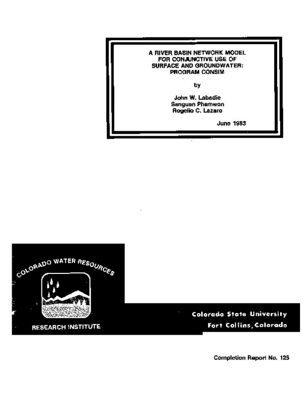 (PDF) A River Basin Network Model for Conjunctive Use of Surface and ...