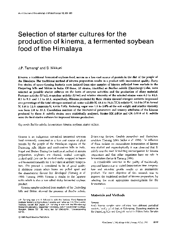 (PDF) Selection of starter cultures for the production of ugba, a ...