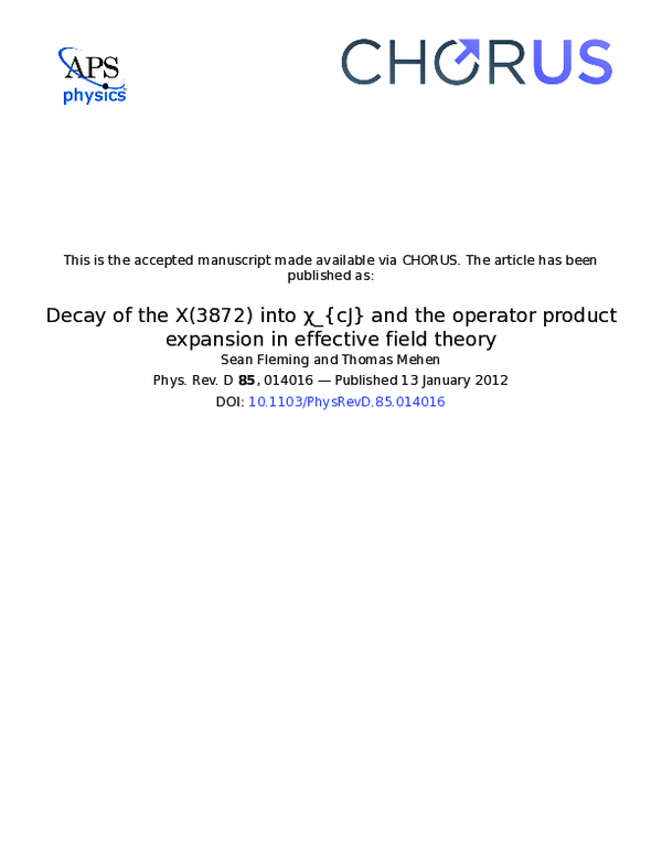 (PDF) Decay of theX(3872)intoχcJand the operator product expansion in ...