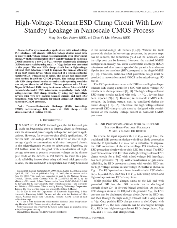 (PDF) High-Voltage-Tolerant ESD Clamp Circuit With Low Standby Leakage ...