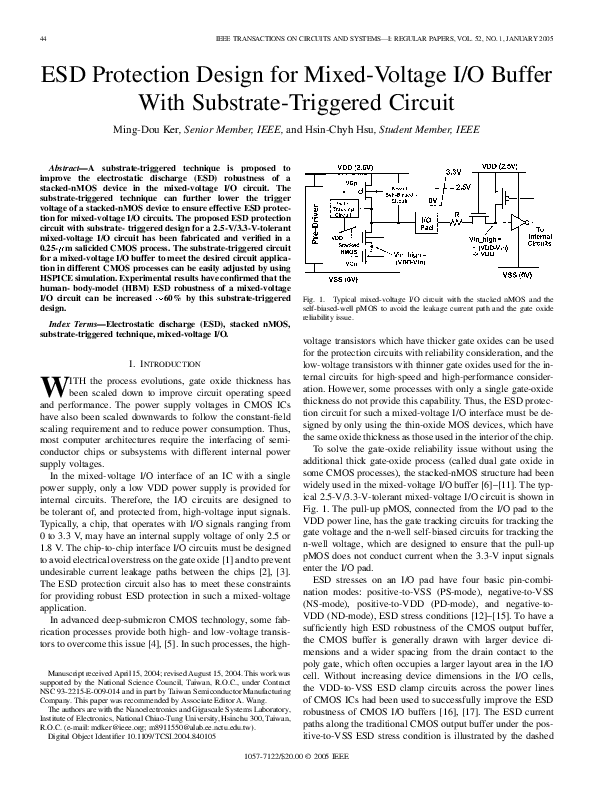 Pdf Esd Protection Design For Mixed Voltage I O Buffer With Substrate Triggered Circuit