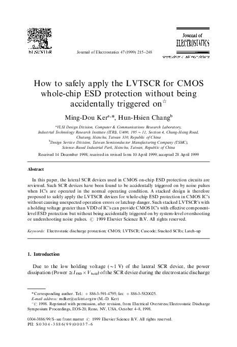 (PDF) How to safely apply the LVTSCR for CMOS whole-chip ESD protection ...