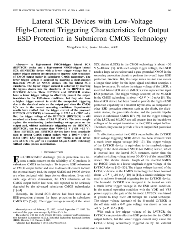 (PDF) Lateral SCR devices with low-voltage high-current triggering ...