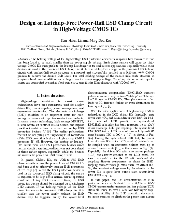 (PDF) Design on latchup-free power-rail ESD clamp circuit in high ...