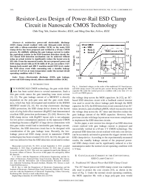 (PDF) Resistor-Less Design of Power-Rail ESD Clamp Circuit in Nanoscale CMOS Technology