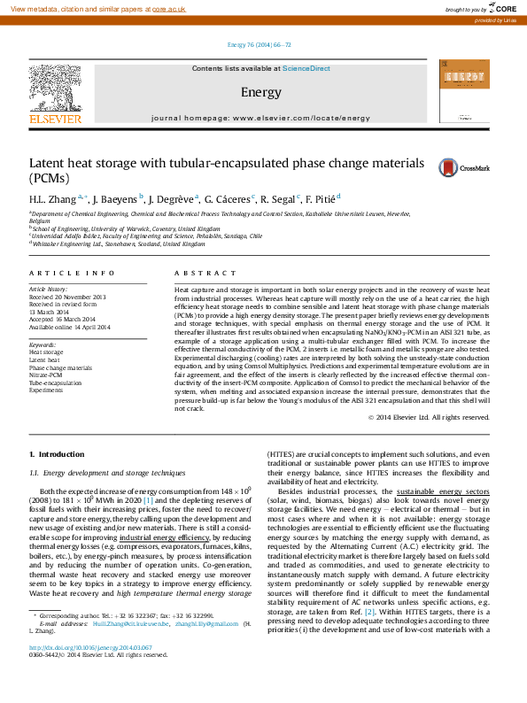 (PDF) Latent heat storage with tubular-encapsulated phase change ...