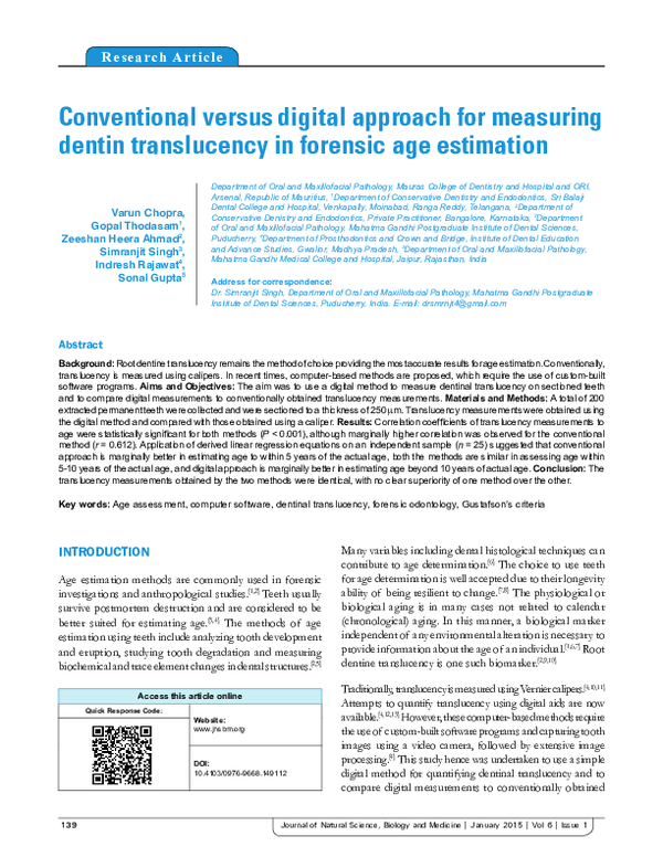 (PDF) Conventional versus digital approach for measuring dentin ...