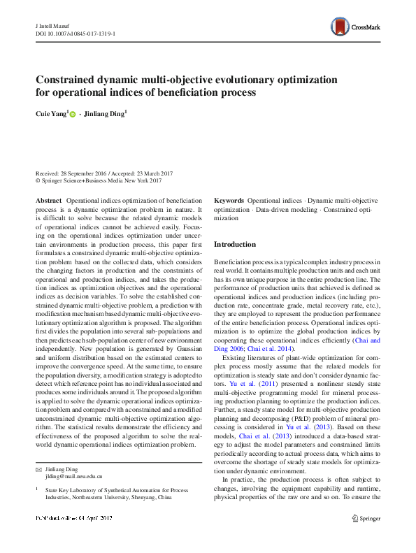 Pdf Constrained Dynamic Multi Objective Evolutionary Optimization For