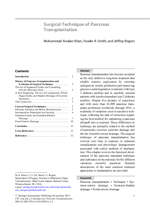 (PDF) Surgical Technique of Pancreas Transplantation