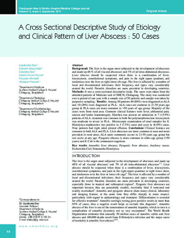A Cross Sectional Descriptive Study of Etiology and Clinical Pattern of ...